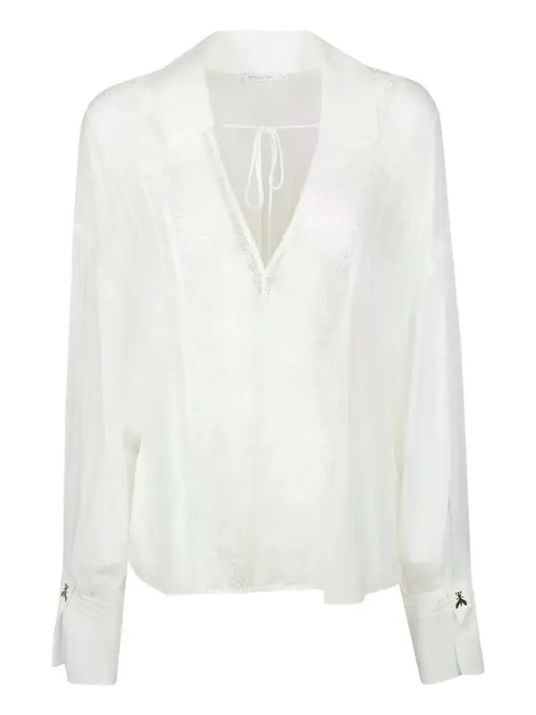Patrizia Pepe Lace Long-sleeve Blouse - White