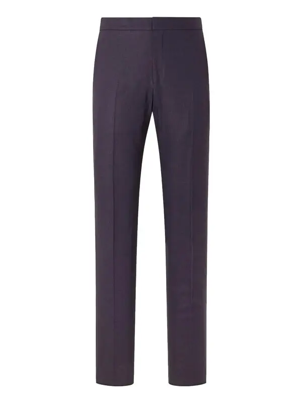 Zegna Straight-leg Linen-twill Trousers - Blue