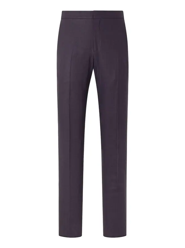 Zegna Straight-leg Linen-twill Trousers - Navy