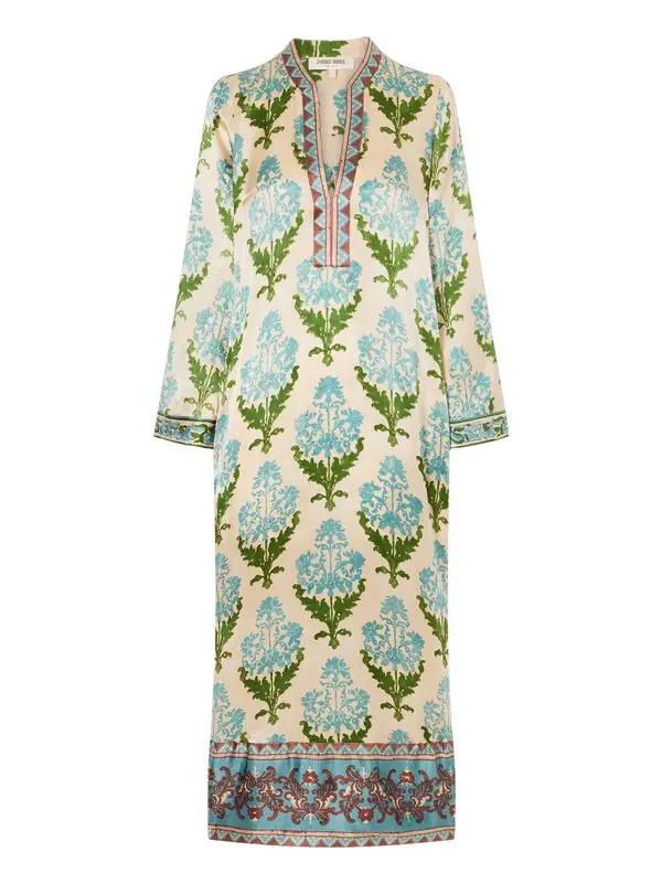 EMPORIO SIRENUSE Jenna Printed Silk-voile Kaftan - Green