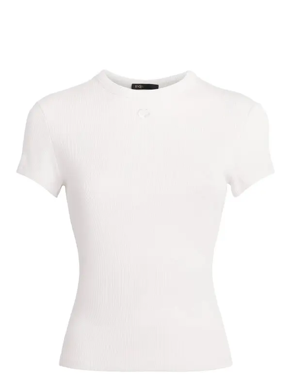 Maje Stretch-cotton Ribbed T-shirt - White
