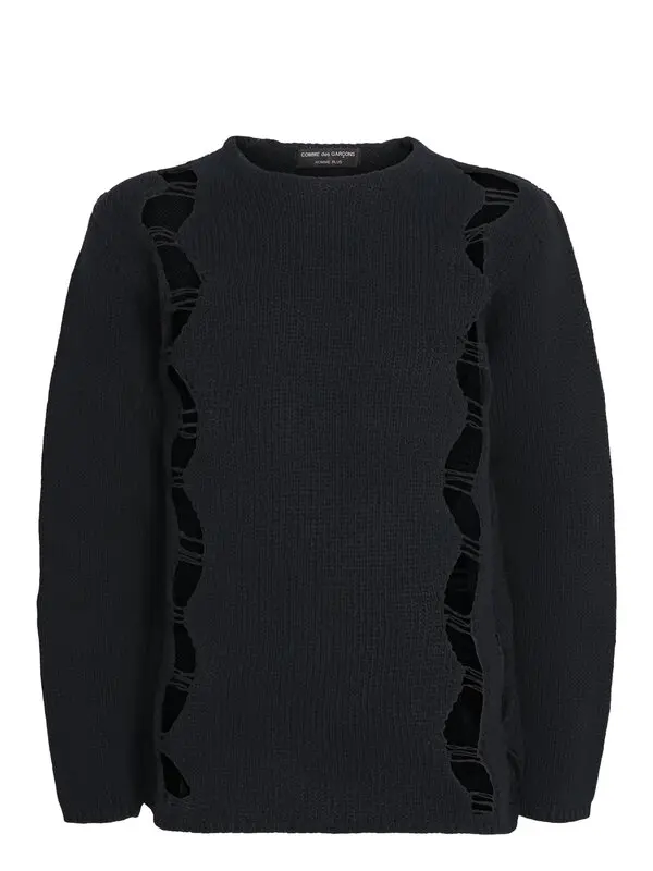 Comme Des Garçons Cotton-blend Distressed Sweater - Black