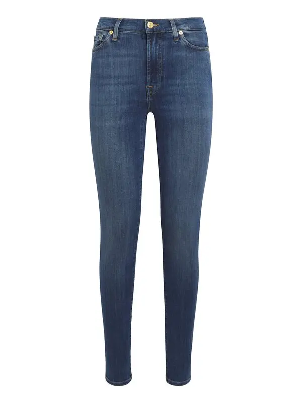 7 For All Mankind Slim Illusion Luxe High-rise Skinny Jeans - Blue