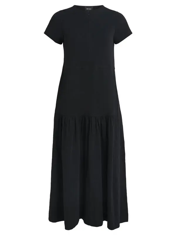 ME+EM Organic Cotton Tiered Maxi Dress - Black