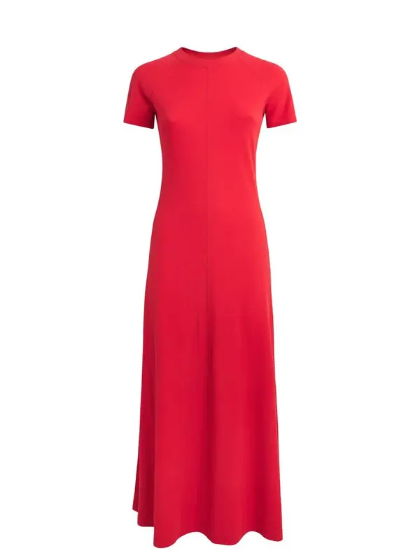ME+EM Cotton A-line Midi Dress - Red