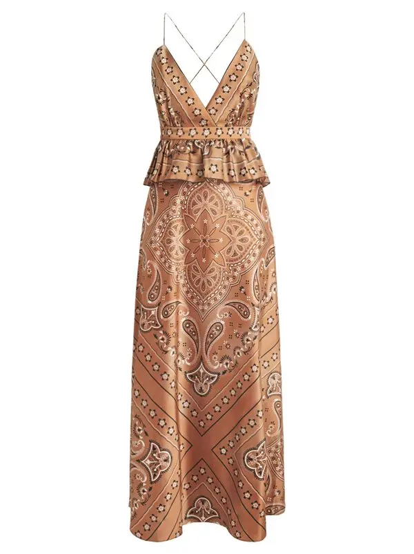 Sandro Bandana Print Maxi Dress - Brown