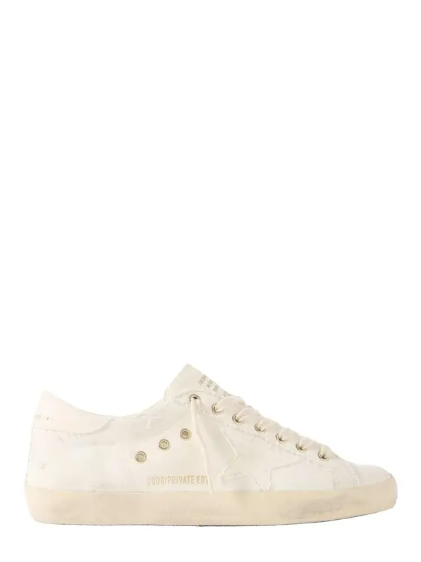 GOLDEN GOOSE Super-star Distressed Canvas Sneakers - Cream