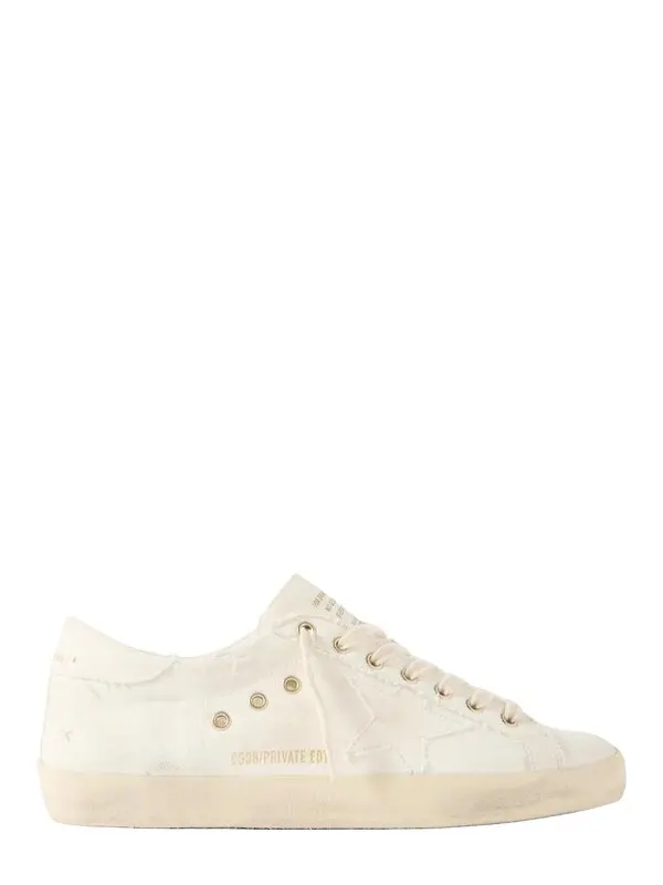 GOLDEN GOOSE Super-star Distressed Canvas Sneakers - Neutrals