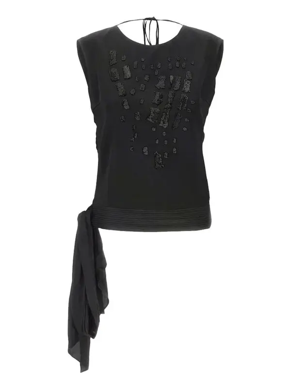 JACQUES Jewel-embroidered Top - Black