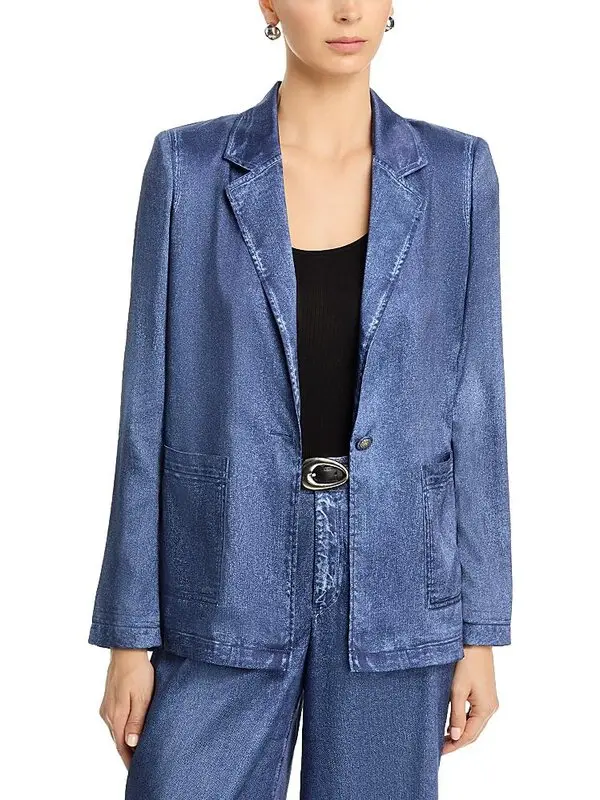 Kobi Halperin Veronica Denim Print Satin Jacket - Dark Indigo