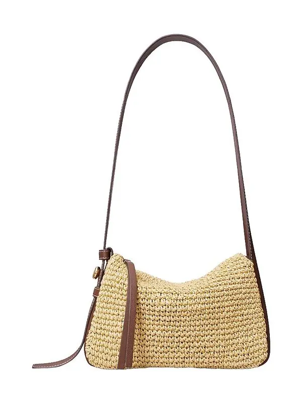 Tory Burch Romy Small Straw Shoulder Bag - Natural