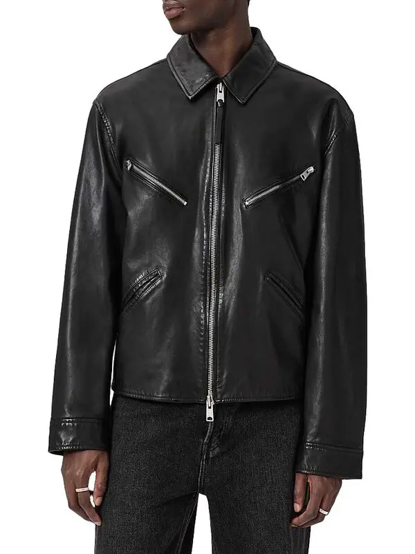 ALLSAINTS Caon Leather Zip Jacket - Black