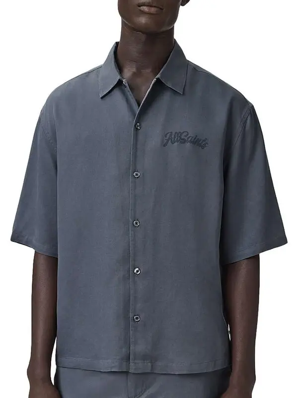 ALLSAINTS Circe Short Sleeve Shirt - Moonstone Blue
