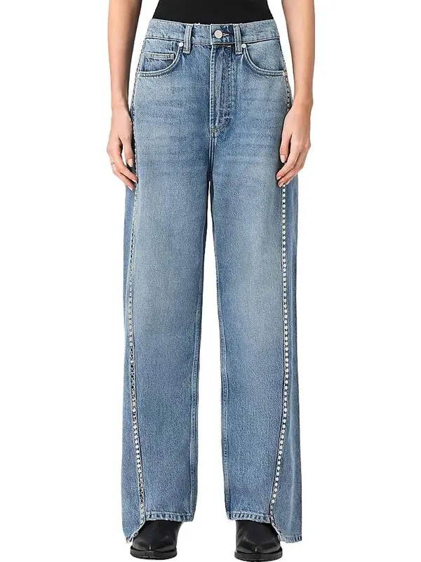 ALLSAINTS Frankie Mid Rise Studded Jeans - Vintage Indigo