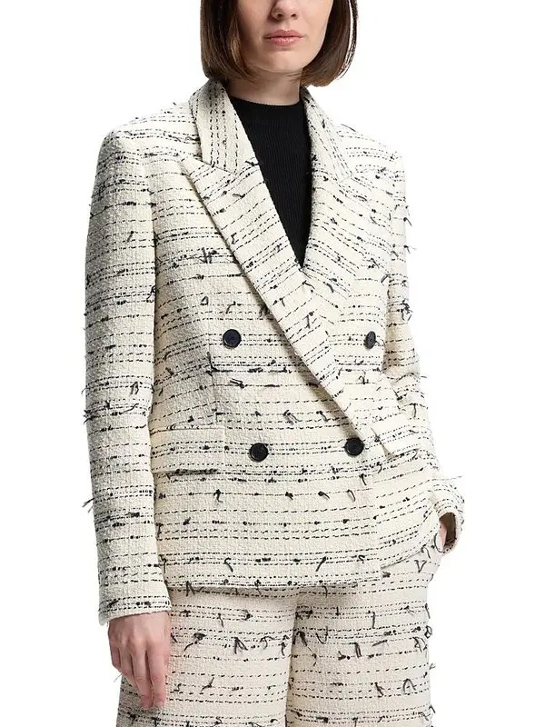 BOSS Jalet Tailored Blazer - Soft Cream Slub Tweed