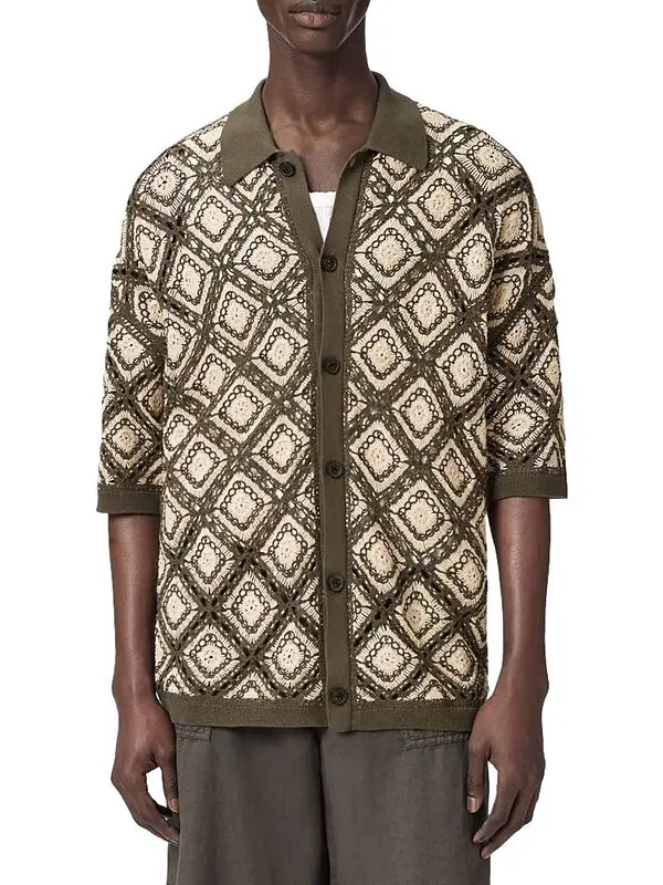 ALLSAINTS Morena Short Sleeve Cardigan - Pitch Green