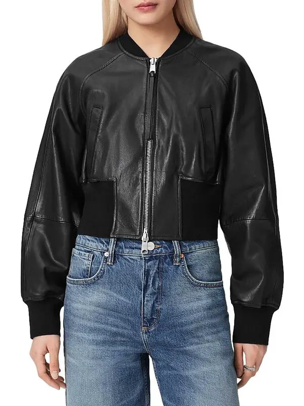 ALLSAINTS Suri Leather Bomber Jacket - Black