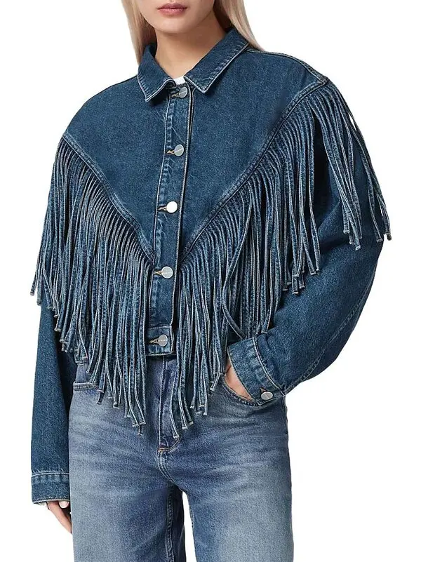 ALLSAINTS Marlene Tassel Trim Jacket - Dark Indigo