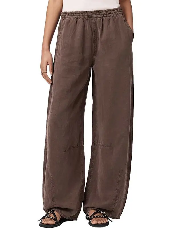 ALLSAINTS Jett Pull On Wide Leg Pants - Plum Brown