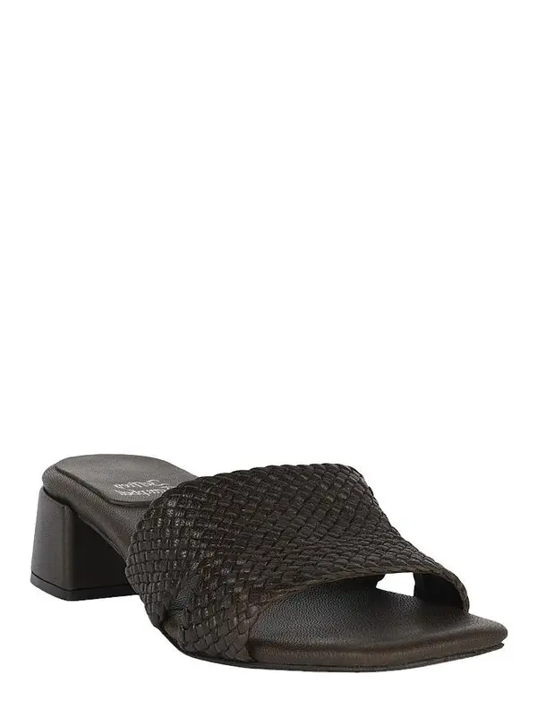 Jeffrey Campbell Woven Leather Slides - Brown