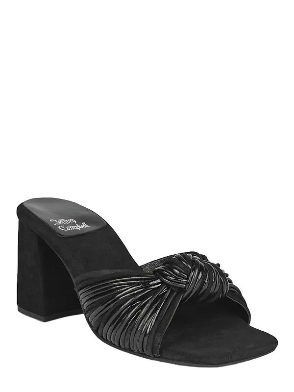 Jeffrey Campbell Knotted Slides - Black Suede Combo