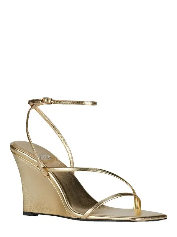 Jeffrey Campbell Strappy Wedge Sandals - Light Gold