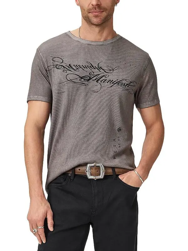 John Varvatos Short Sleeve Clean Crewneck Tee - Coal