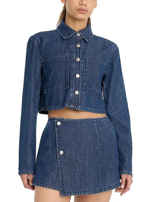 Good American Denim Cropped Jacket - Indigo