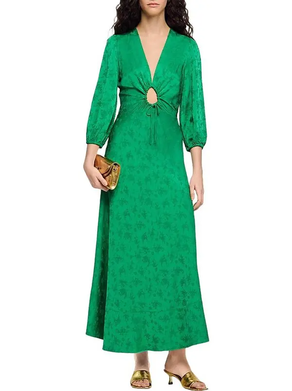 Sandro Floral Jacquard Maxi Dress - Green