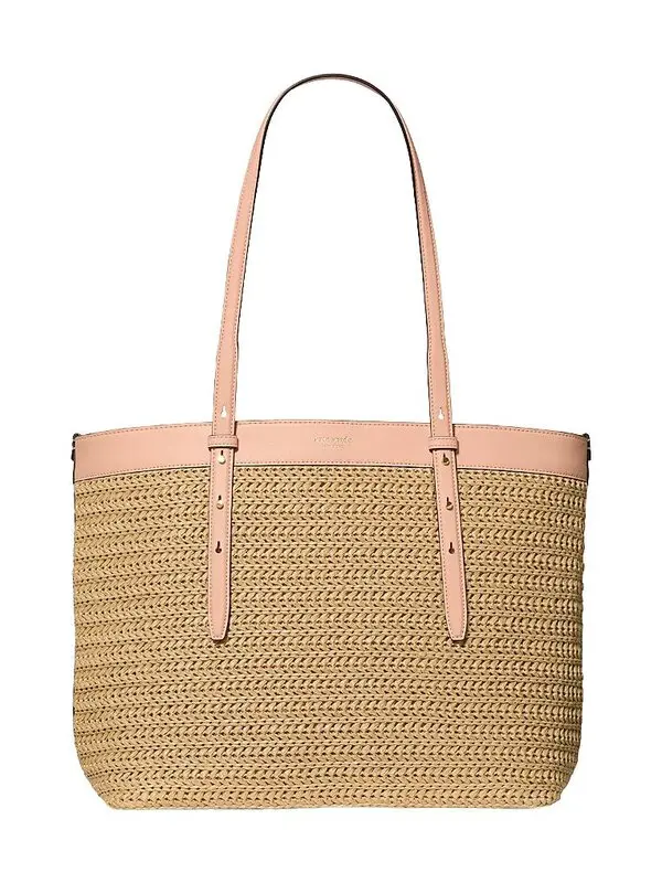 Kate Spade New York Woven Tote With Leather Trim - Light Canteloupe