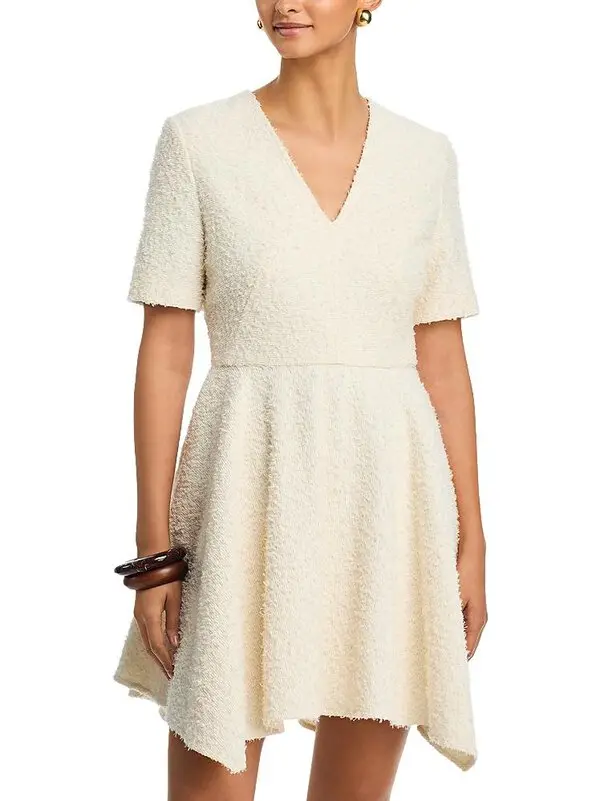 BOSS Daletar1 Tweed Skater Dress - Soft Cream