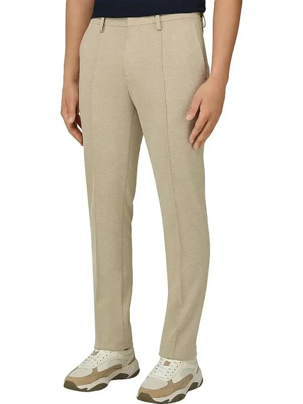 Boggi Milano Regular Fit Cotton Blend Jersey Trousers - Beige