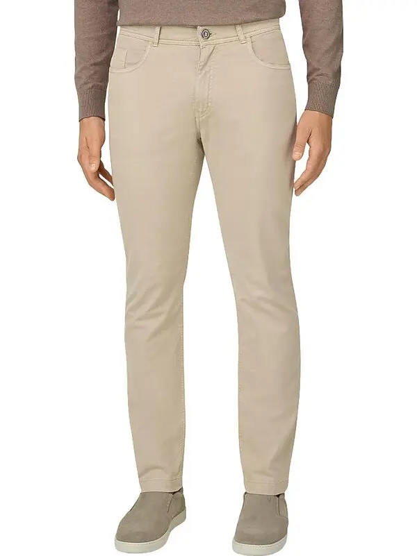 Boggi Milano Regular Fit Stretch Cotton Jeans - Beige