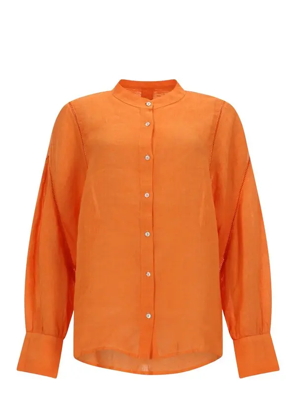 120% Lino Linen Shirt - Orange