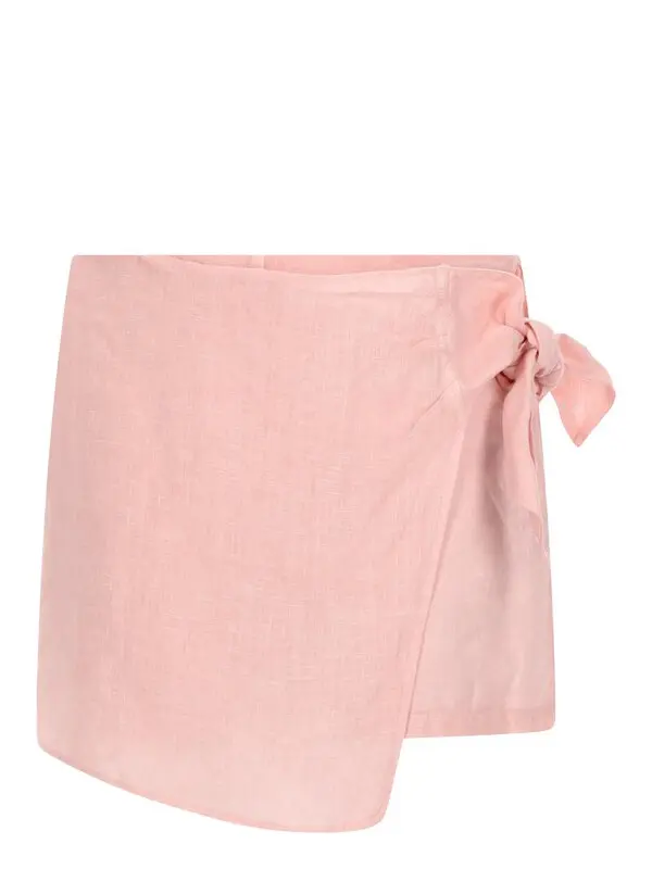 120% Lino Shorts With Bow - Pink