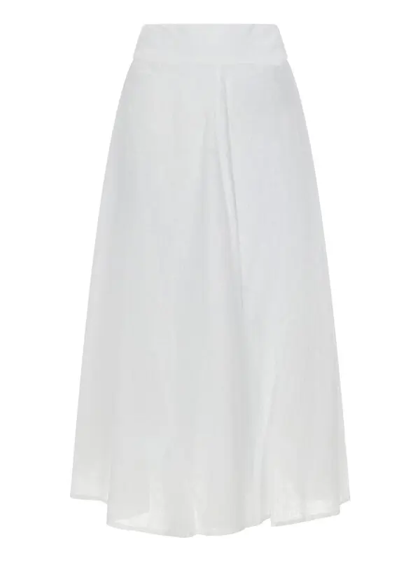 120% Lino Linen Long Skirt - White