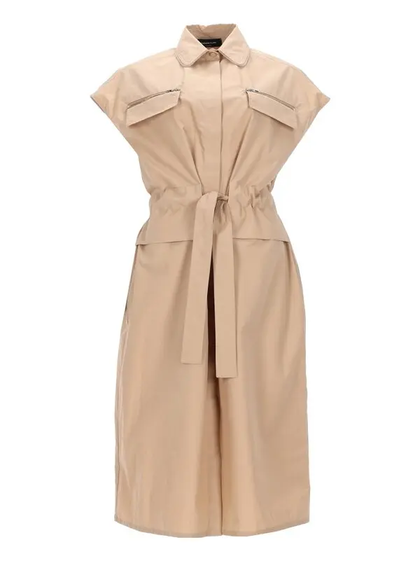 Fabiana Filippi Sleeveless Dress With Belt - Beige