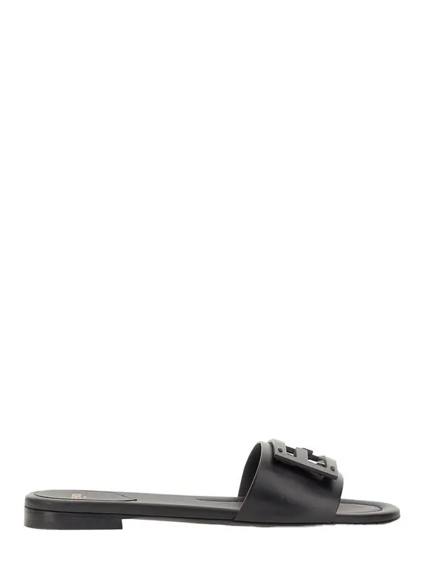 Fendi Leather Slides - Black