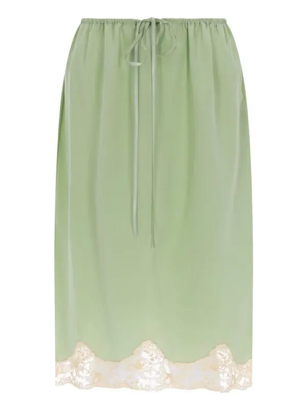 Saint Laurent Midi Skirt With Lace - Green