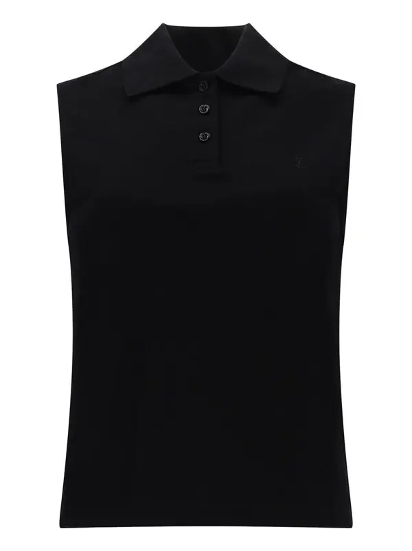Saint Laurent Sleeveless Polo Top - Black