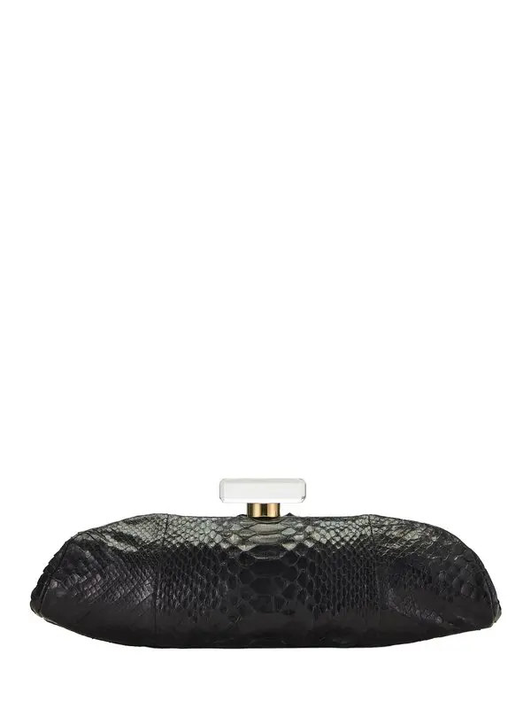 Chanel Python Push-lock Closure Clutch - Black