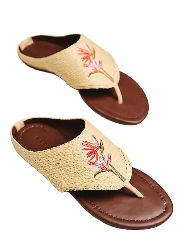 Farm Rio Raffia Icon Thongs - Flower Walnut
