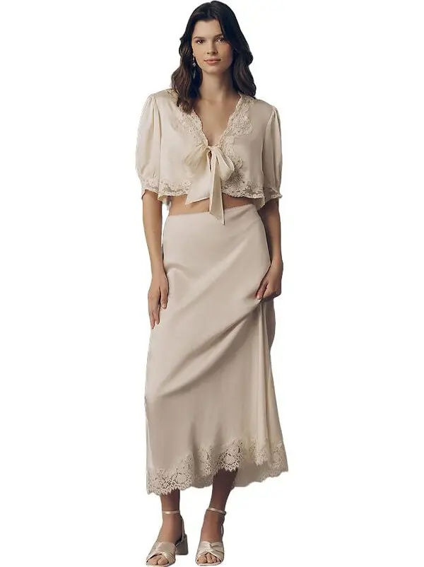 Rixo Matilde Maxi Slip Skirt - Pearl