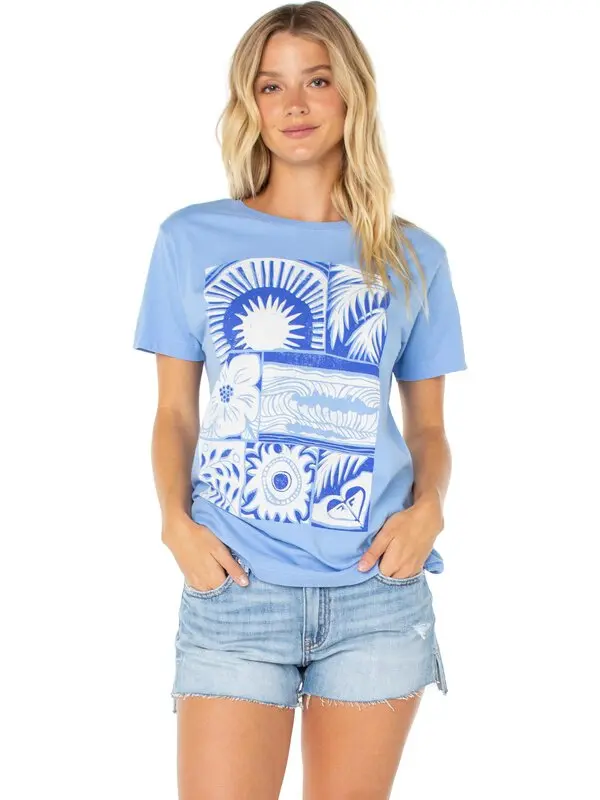 Roxy Printed T-shirt - Cornflower Blue Beach Things
