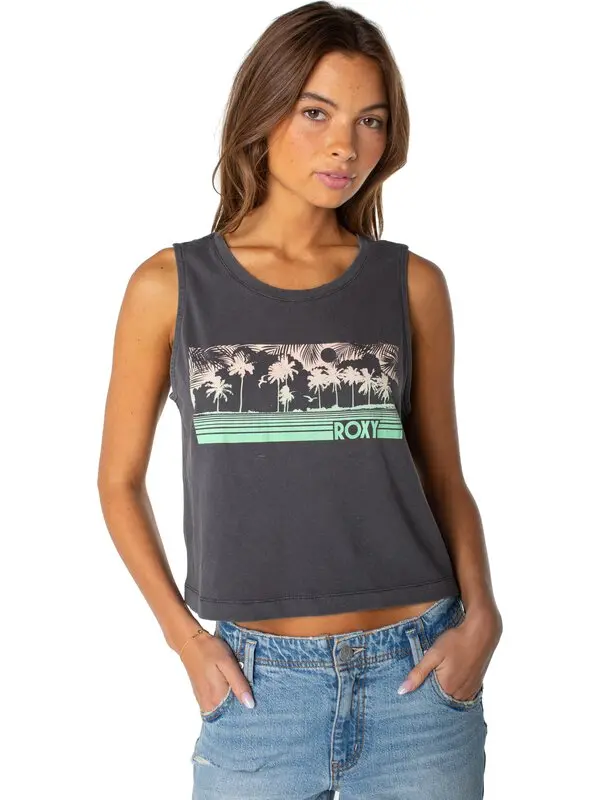 Roxy Windy Palm Graphic Tank - Phantom Windy Palm
