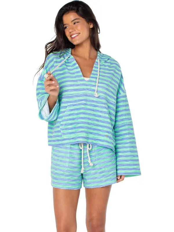 Roxy Striped Terry Hoodie - Spring Bud Freebird Stripe