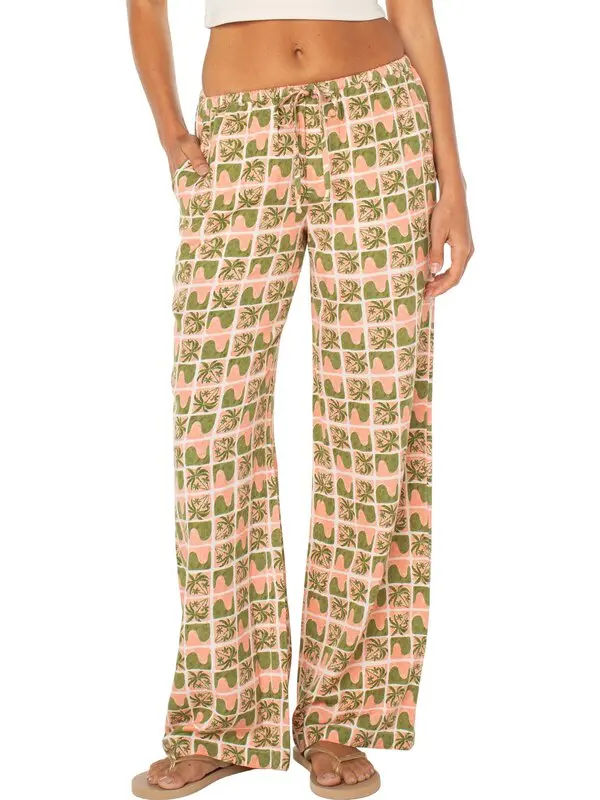 Roxy Iyla Printed Pant - Desert Flower Palm Wave Checker