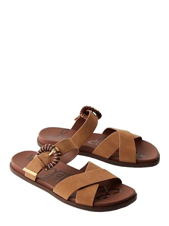 Sam Edelman Lucy Buckle Slip-on Sandals - Bamboo Brown