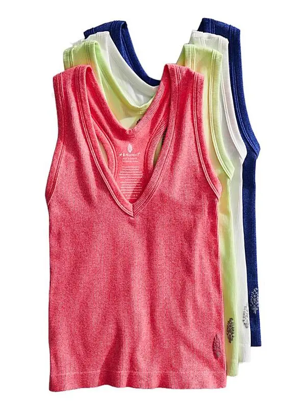 Free People Up Next Ribbed Tank - Electric Sunset