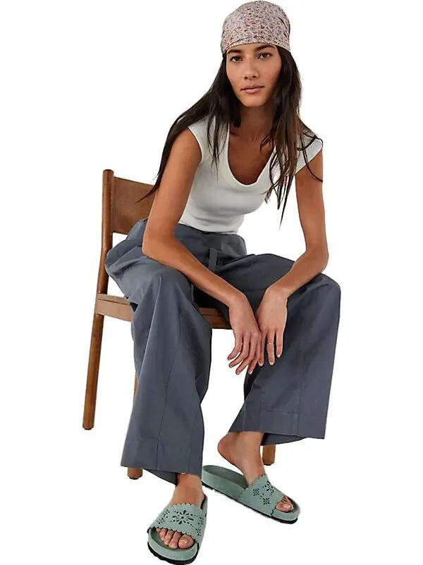 Free People Shore Cut-out Footbed Sandals - Agua Fresca Suede